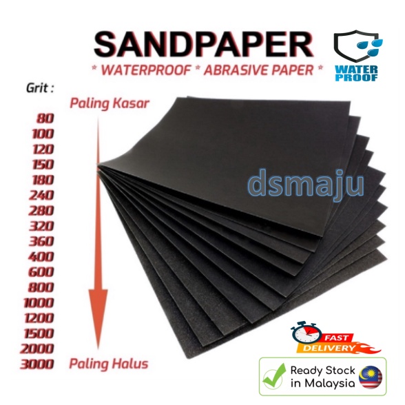 Waterproof Sandpaper Black Abrasive Paper Kertas Pasir Hitam Wet Dry ...