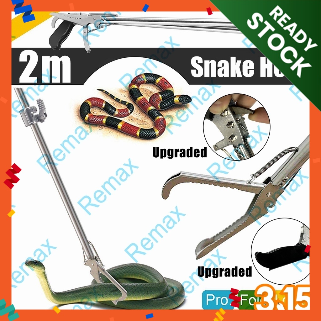Thicken Foldable Snake Catcher 1-2m with Upgarded Auto Lock Snake Clamp ...