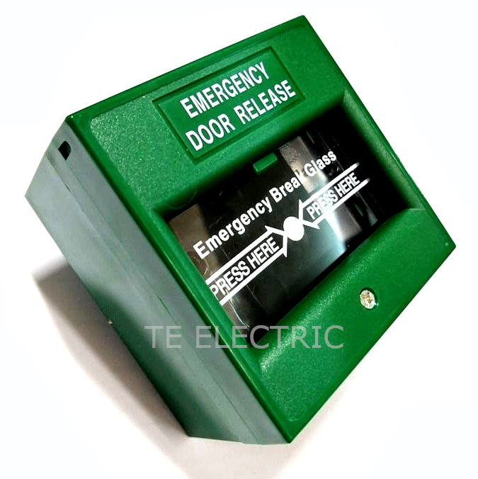 (GREEN) EMERGENCY BREAK GLASS FIRE ALARM DOOR RELEASE EXIT OPEN SWITCH ...