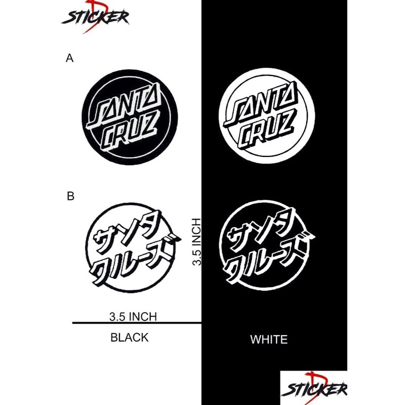 STICKER SANTA CRUZ BLACK & WHITE STICKER CUTTING | Shopee Malaysia