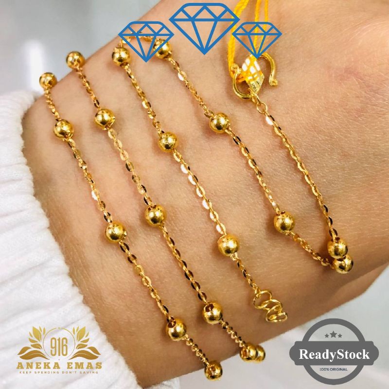 Rantai Tangan Sauh Boba Bajet (EMAS 916 💯 TULEN) | Shopee Malaysia
