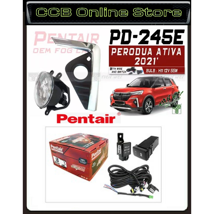 Pentair Perodua Ativa Oem Fog Lamp with Wire and Switch PD-245 Black/PD ...