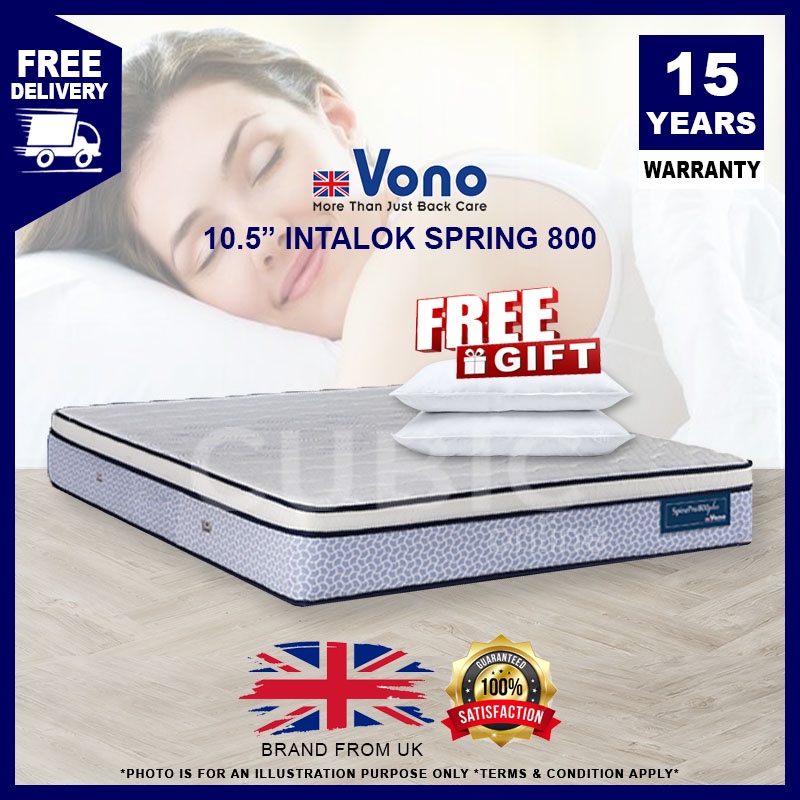 (Ready Stock) Vono SpinePro 800 Plus Intalok Spring Mattress 10.5 ...