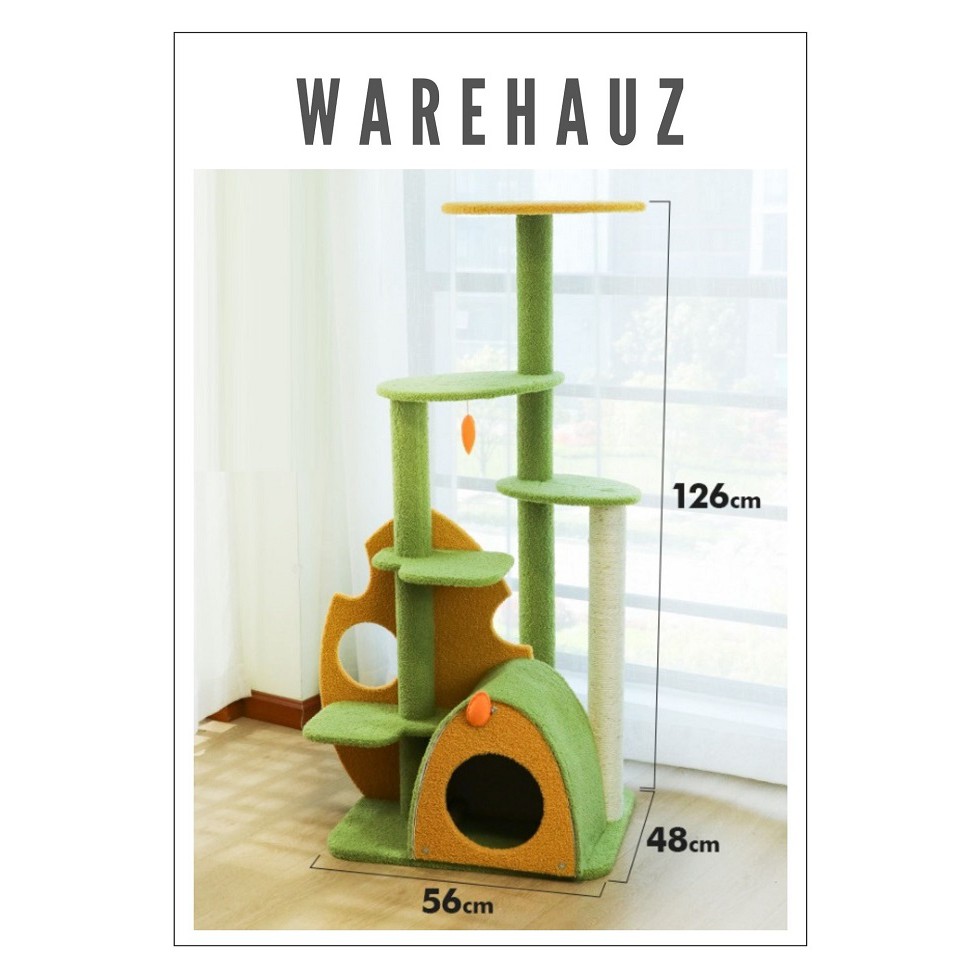 Green & Yellow Egg Theme Cat Climbing Post With Multiple Platforms ...