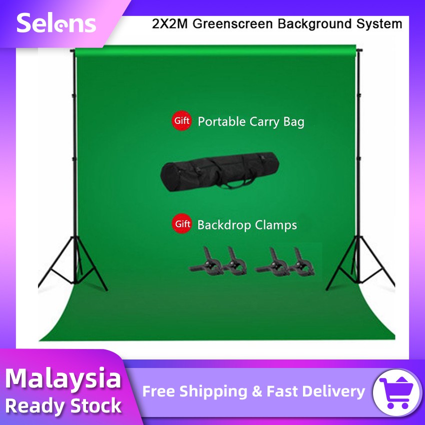 Selens 2x2m Green Screen Muslin Backdrop Cloth Adjustable Studio Green ...