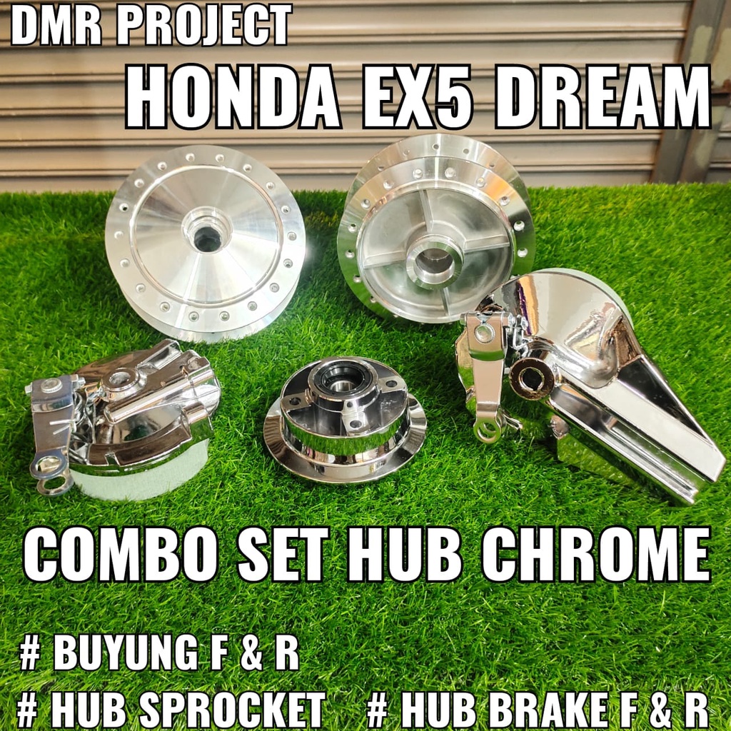 🔥COMBO SET🔥 EX5 DREAM HUB CHROME BUYUNG FRONT HUB PENAL CHROME SET REAR ...