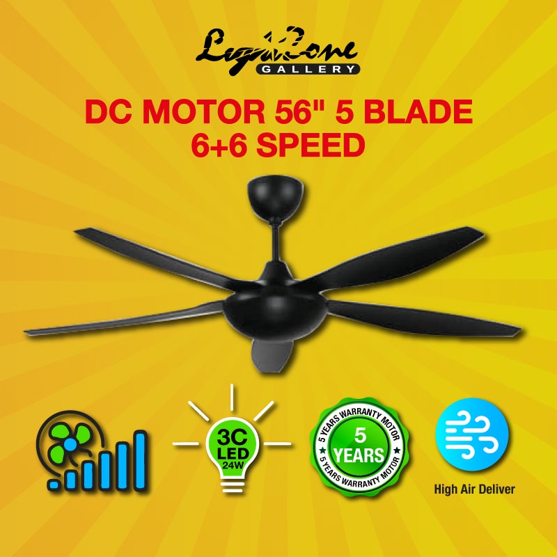 56" DC Motor 5 Blades Ceiling Fan with Remote Control | Shopee Malaysia