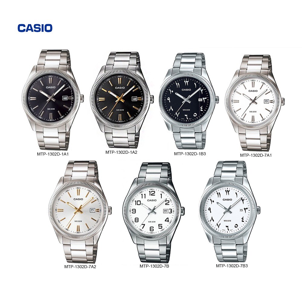 Casio MTP-1302D Men Analog Date Functioning Stainless Steel | Shopee ...