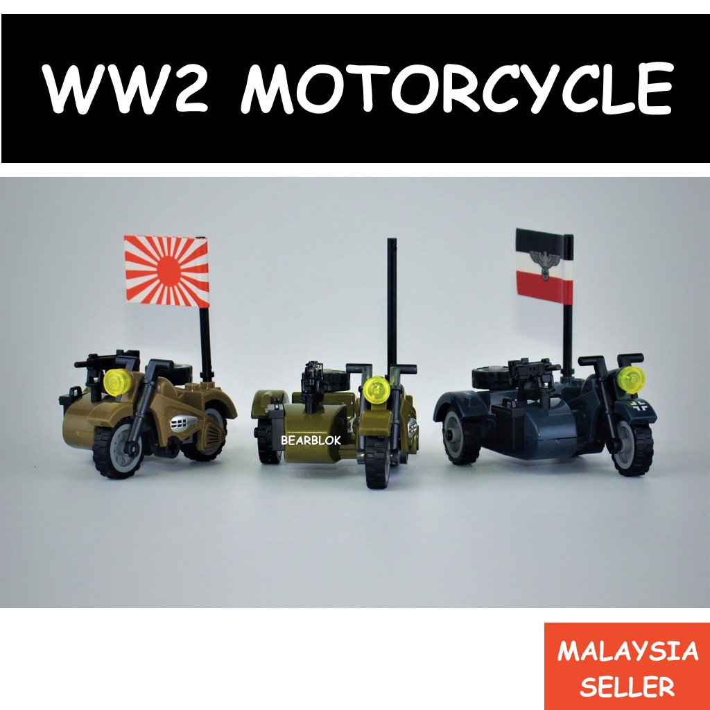 WW2 Motorcyle mini figure "LEGO compatible" mainan motosikal Toys Gift ...