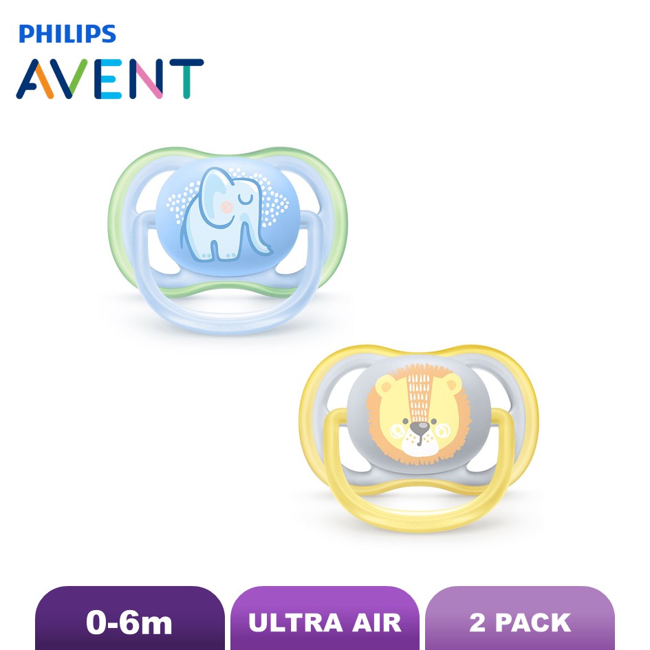 PHILIPS AVENT Ultra Air Soother Elephant & Lion 0-6Month/ Puting Susu ...