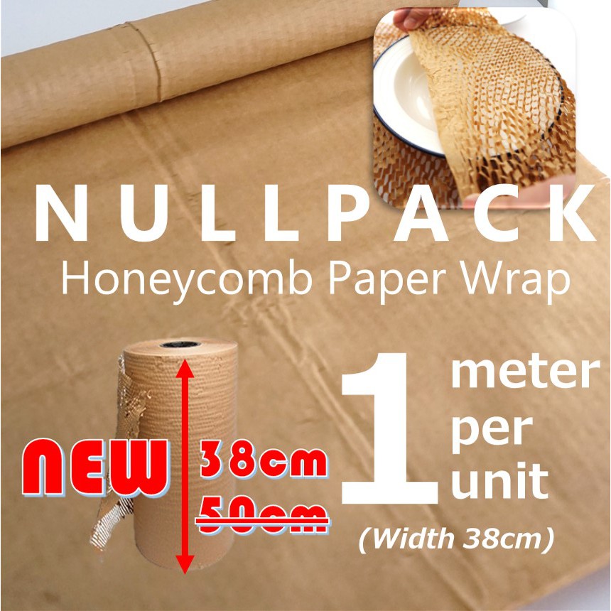NULLPACK (38cm x 1m) Biodegradable Honeycomb Paper Wrap 80g Kraft Paper ...