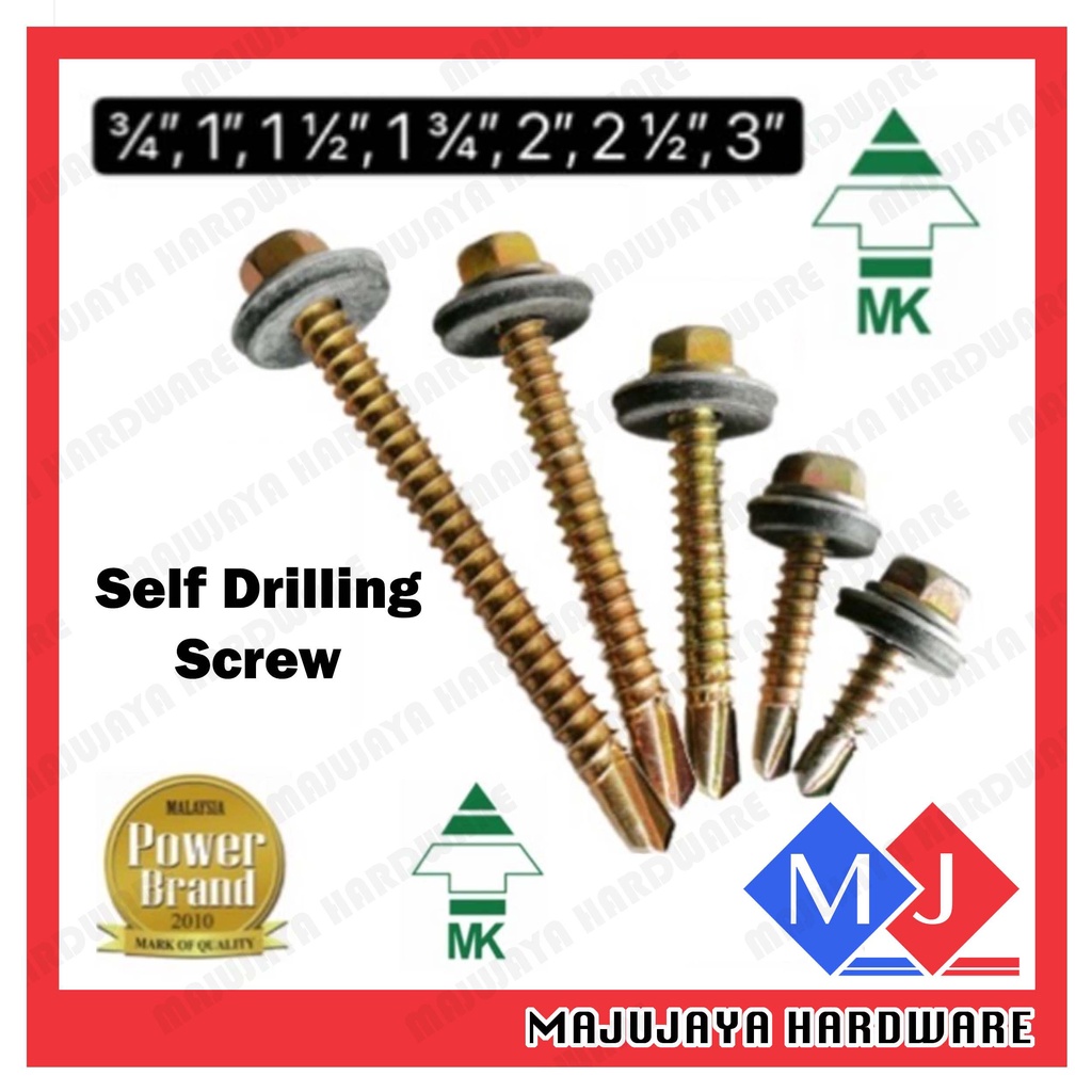 Self Drilling Screw 1PC With Washer Awing Screw Skru Oning Skru Atap Skru Ikat Bumbung Skru Besi ...