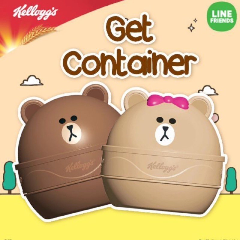 LINE Friends 🐻 Food Container （Brown) | Shopee Malaysia