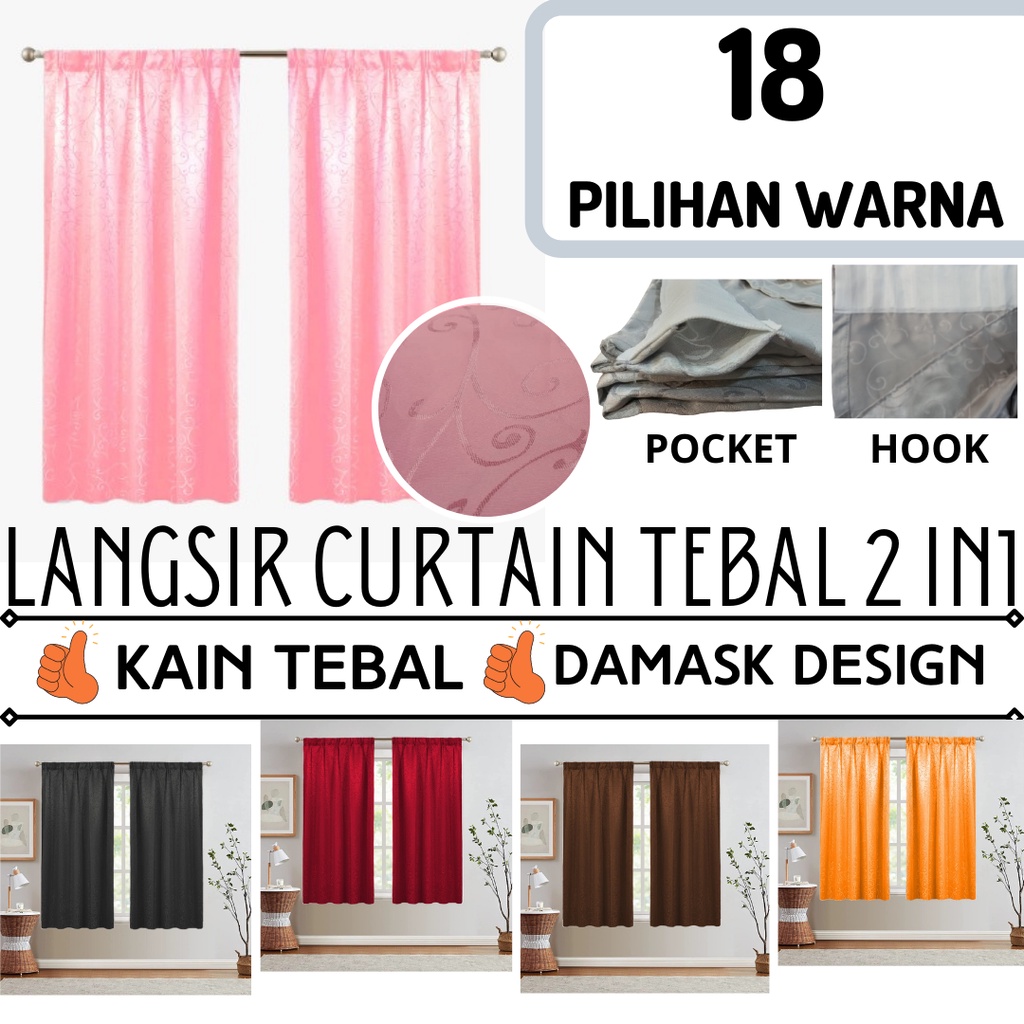 2 in 1 Thick Curtain Semi Blackout , Langsir , langsir tebal Tingkap ...