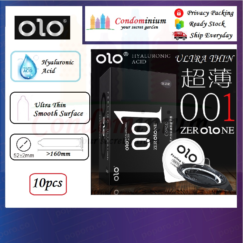 OLO Condom 001 Ultra Thin Hyaluronic Acid 10pcs/Box Kondom | Shopee Malaysia