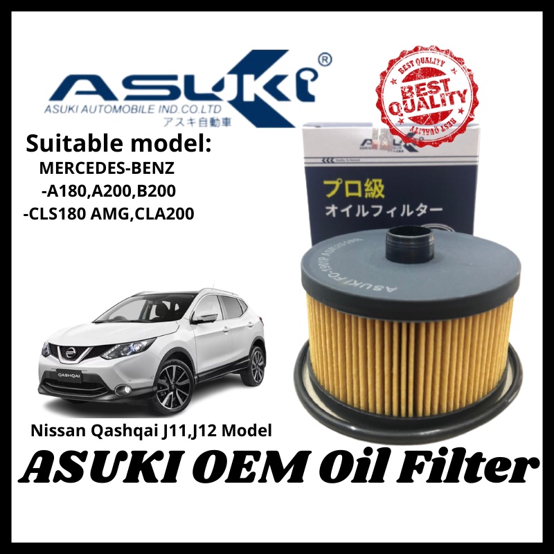 ASUKI Oil Filter Nissan Qashqai J11,J12 Juke F15,16 Mercedes Benz A180 ...