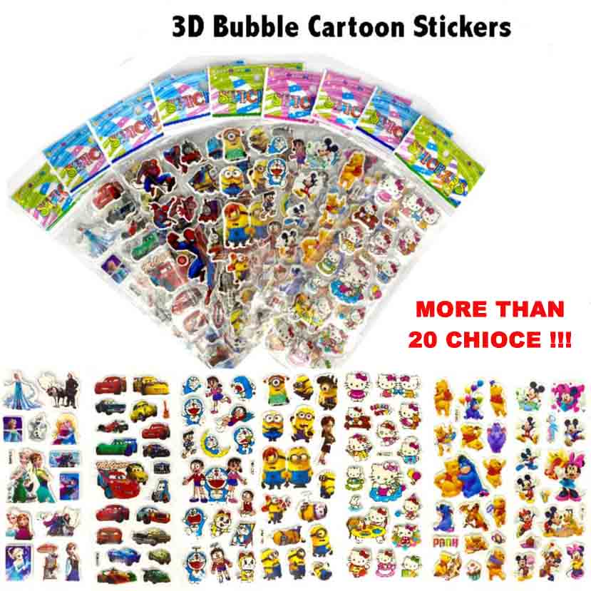 3D Cartoon Bubble Sticker for Kids Children Sticker | Shopee Malaysia