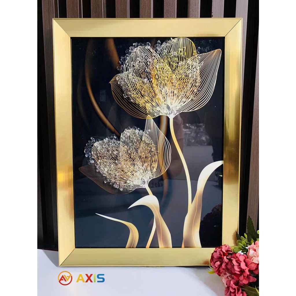Frame with Painting and beads Glass effect Wall Frame Wall decoration ...