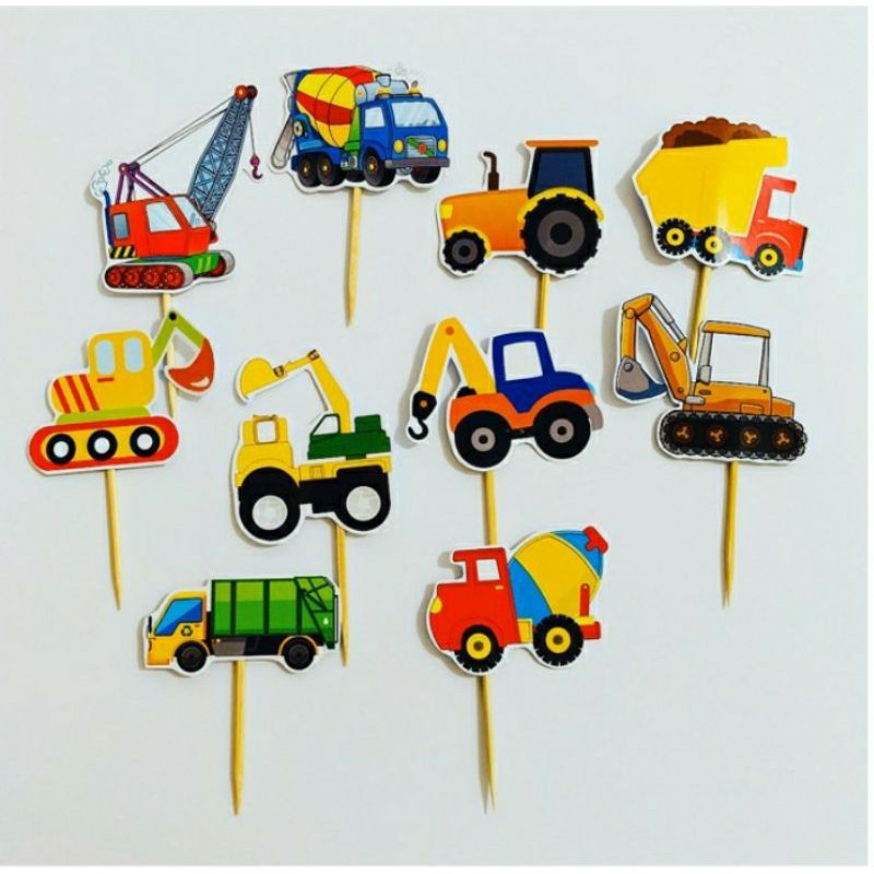 Construction Cartoon Cupcake Topper / Birthday Cupcake Cake Topper ...
