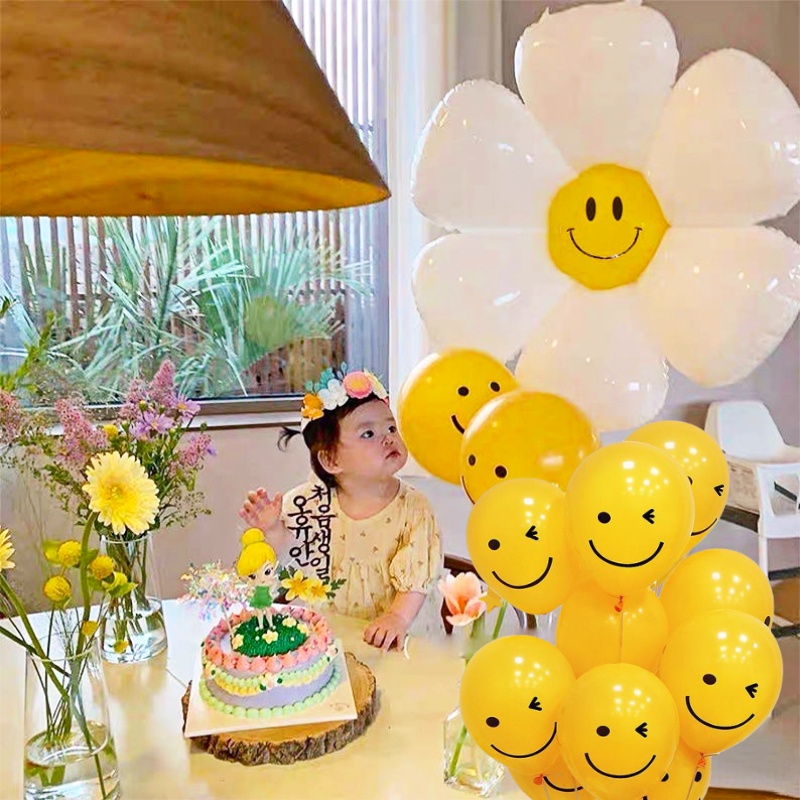 Smiley Daisy Latex Balloon Yellow Blink Balloon Sun Flower Wedding ...