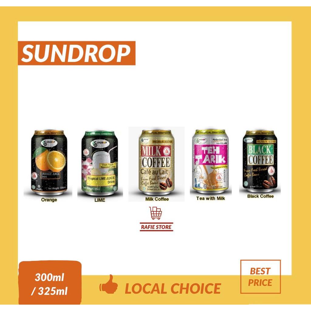 Sundrop Can Drink (300ml / 325ml) Orange/ Lime/ Teh Tarik/ Black Coffee ...