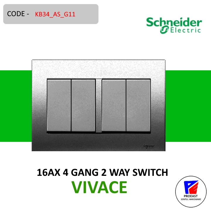 SCHNEIDER Electric VIvace 16AX 4 Gang 2 Way Switch/Corridor Light ...