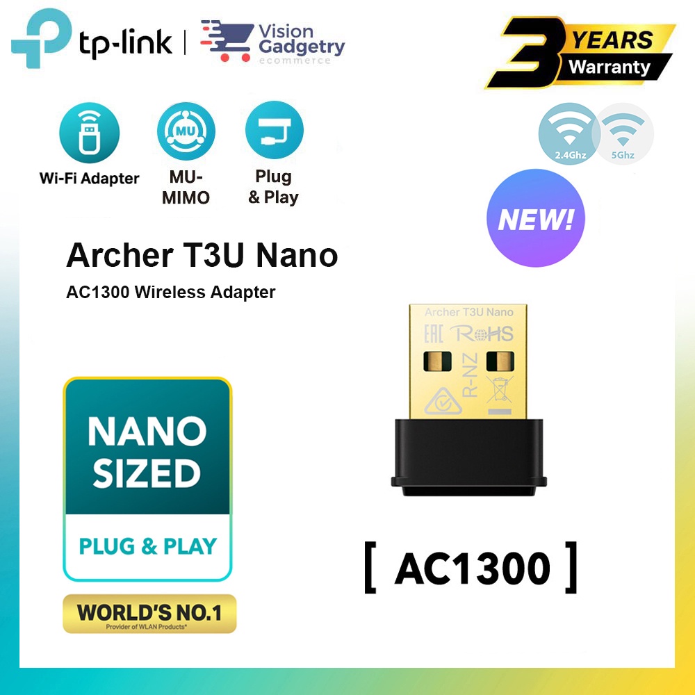 TP-Link Archer T2U T3U Nano Plus Mini AC1300 AC600 High Gain Wireless ...