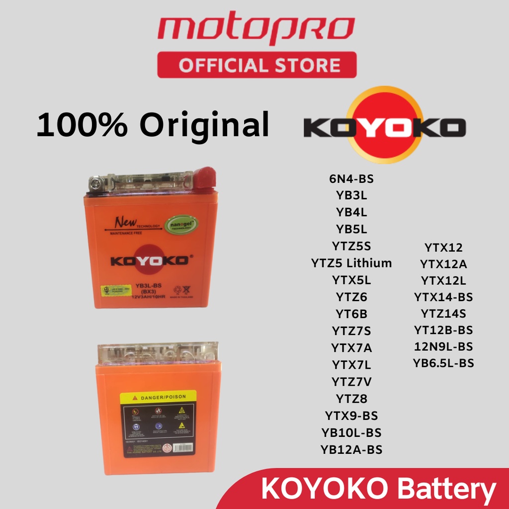 KOYOKO Motorcycle Lithium Battery Batteri Motor Moto Charge 6N4-2A-4 ...