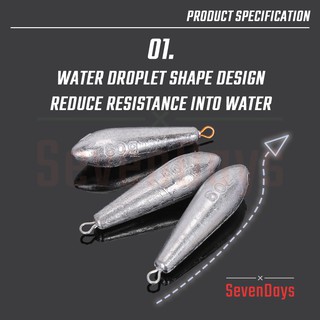 [5 PCS] Long Drop Lead Sinker (10g - 200g) Batu Ladung Timah Pancing ...