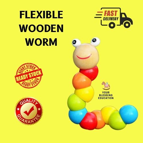 COLORFUL WOODEN WORM TOY 🔥 WIGGLY WORM FLEXIBLE BLOCK TWISTING ...