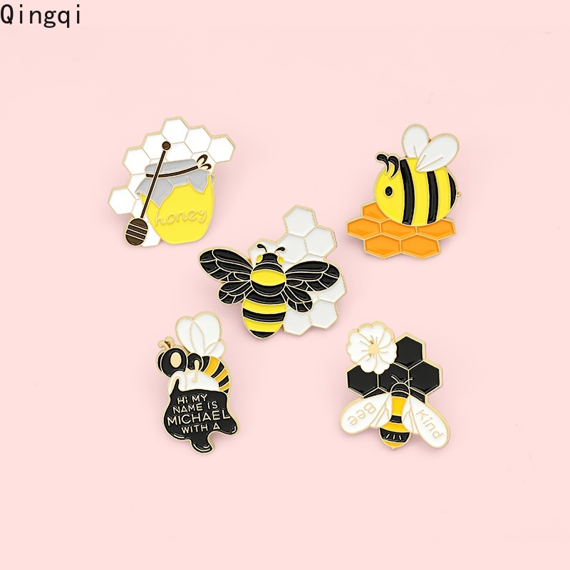 Funny Bee Kind Enamel Pin Honeycomb Honey Jar Bee Brooches Bag Lapel ...