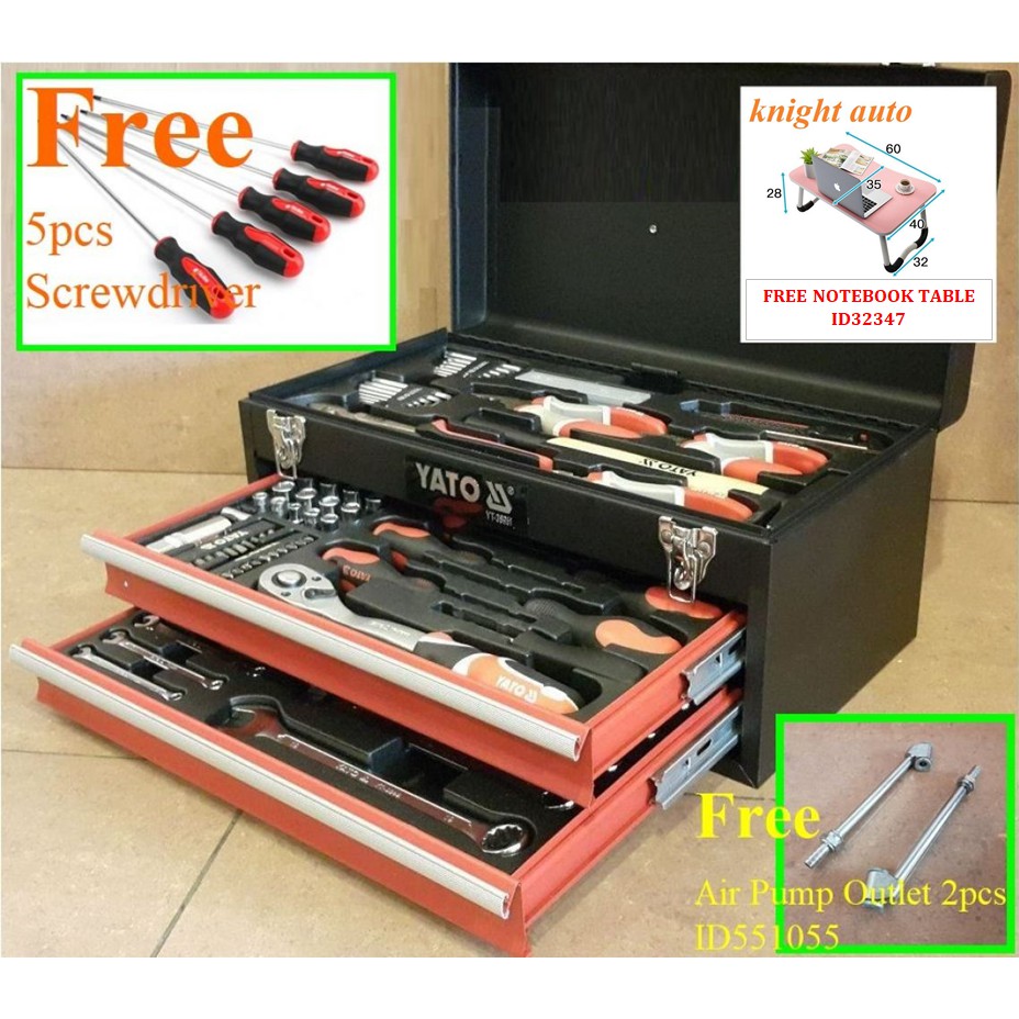 Free - Yato YT-38951 Tool Box with 80pcs Tools Kit Set Professional 3 ...