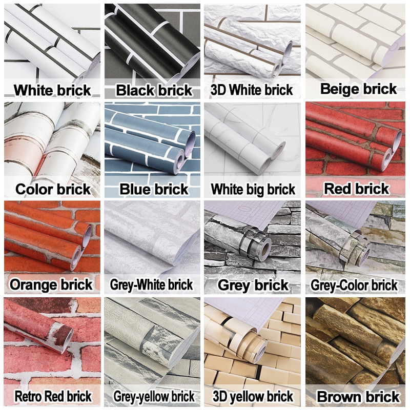☃45cm x 10m Brick Wallpaper Kertas Dinding Bata Wall Sticker Batu Bata ...
