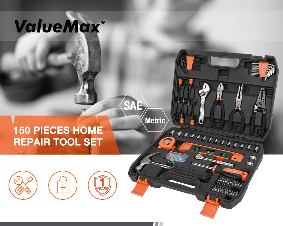 ValueMax 150PC Home Tool Set for Home Repair Tool Set Household Tool ...
