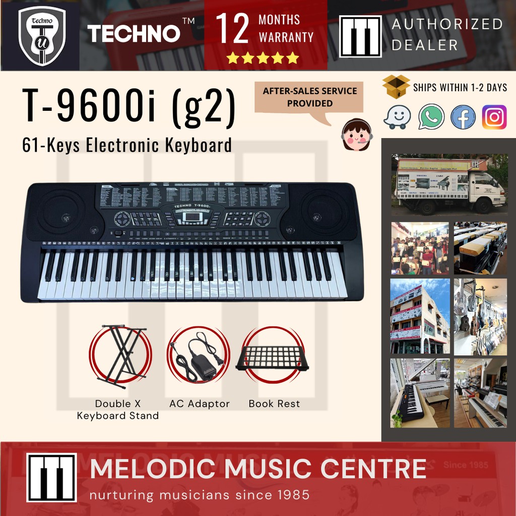Techno T-9600i 61-Keys Electronic Keyboard PACKAGE (T9600i T 9600i ...