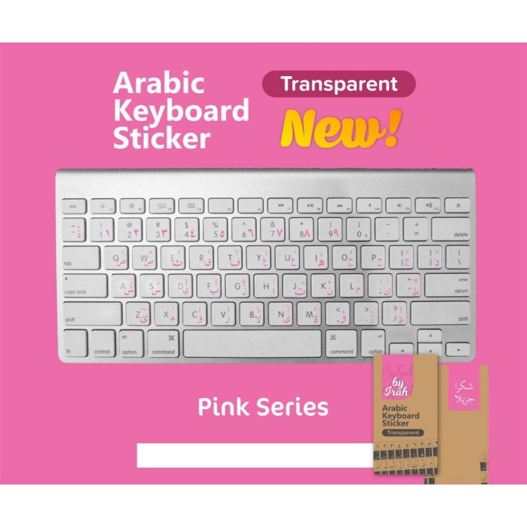 KEYBOARD STICKER ARABIC PINK TRANSPARENT ARABIC WITH FREE GIFT | Shopee ...