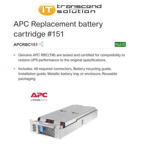 APC Replacement Battery Cartridge #151(RBC#151) - PRE ORDER / Ready ...