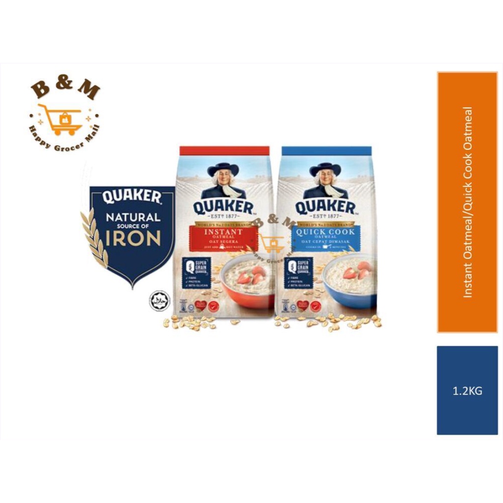 Quaker Oats - Instant Oatmeal/Quick Cook (1.2kg) Quaker 3in1 Original ...