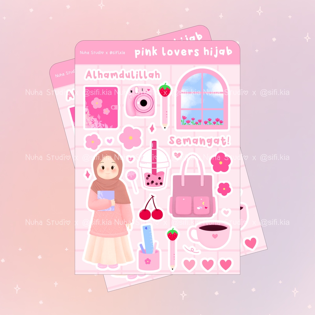 Sticker by Sifi.kia | Pink Lovers Muslimah Islamic Spirit Alhamdulillah ...