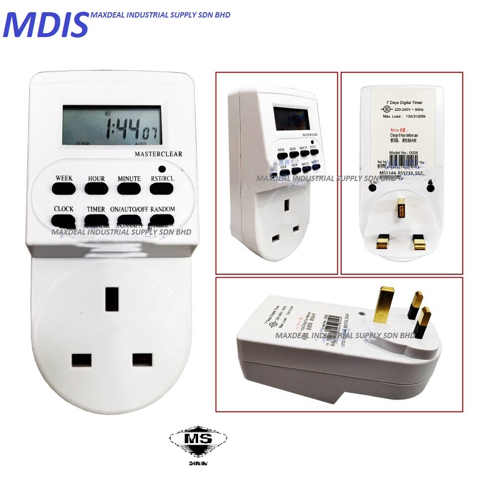 Original SIRIM Approved SUM 0026 Digital Timer 13A 24 Hours Programmable Timer | Shopee Malaysia