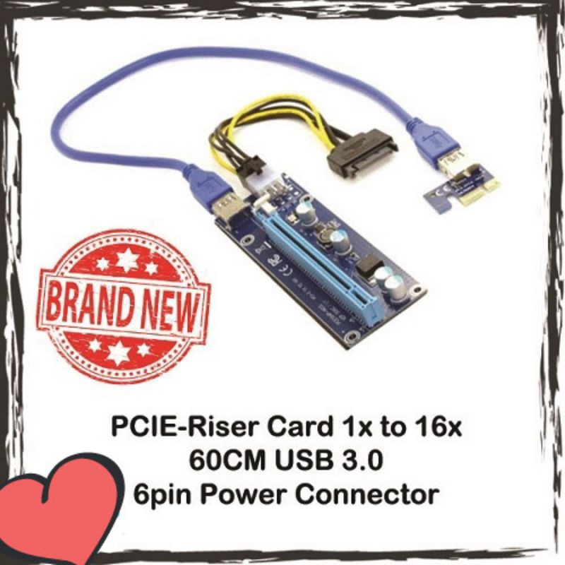 READYSTOCK PCI-E 60cm USB 3.0 Riser Card 1x to 16x Graphic Card GPU ...