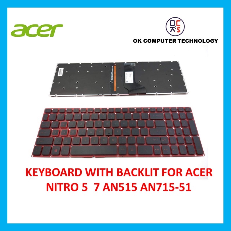 Quality Replacement Keyboard with Backlit for Acer Nitro 5 AN515 AN515 ...