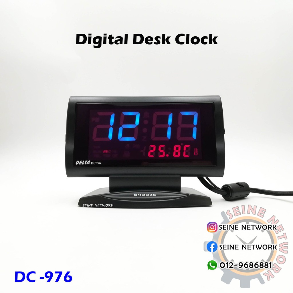 DELTA DC976 Digital Desk Clock Temperature Sensor Alarm Time Date ...
