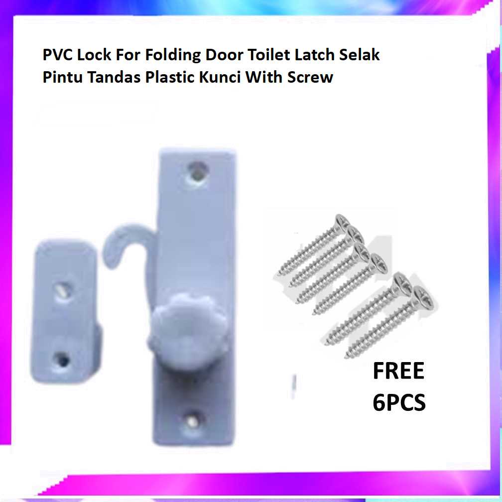 1PC PVC Lock For Folding Door Toilet Latch Selak Pintu Tandas Plastic ...