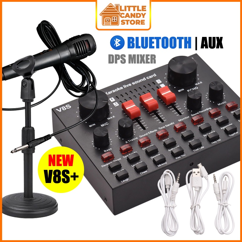 V8 V8S+ R8 DPS Mixer Live Sound Card with Bluetooth, 16 Sound + 9 Knobs ...