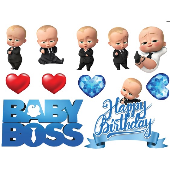 BABY BOSS cake topper cupcake topper deco paper birthday topper kek ...