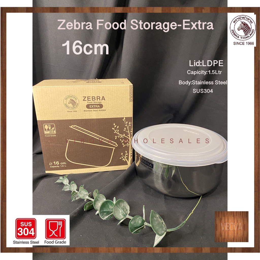 Zebra SUS304 Food Storage Extra Water Bowl with Cover 16cm 泰国斑马钢碗 ...