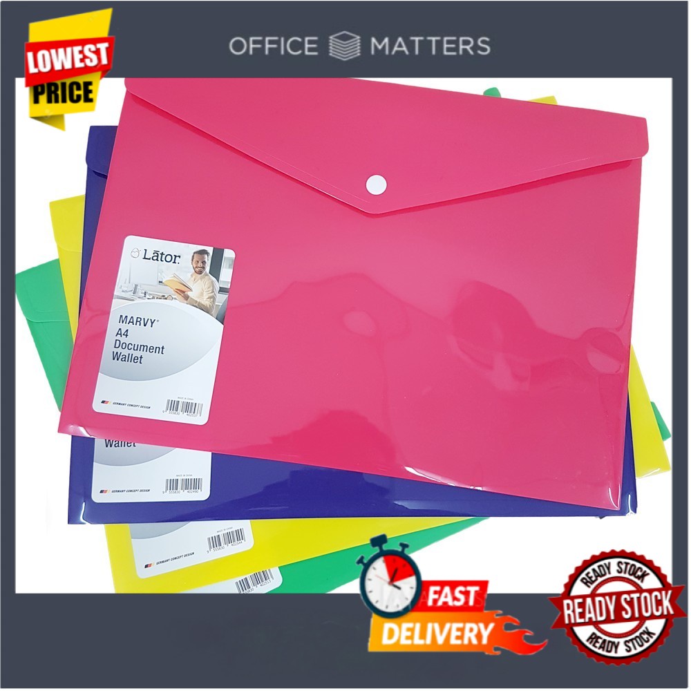 [Office Matters] [Ready Stock] A4 Button Pocket File / A4 Poket Fail ...