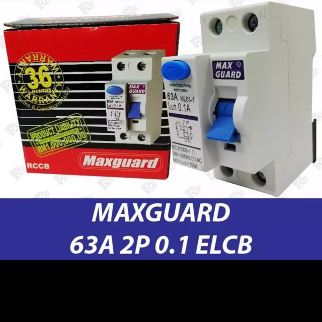 Maxguard 63A 2P 100ma ELCB (WHITE) | Shopee Malaysia