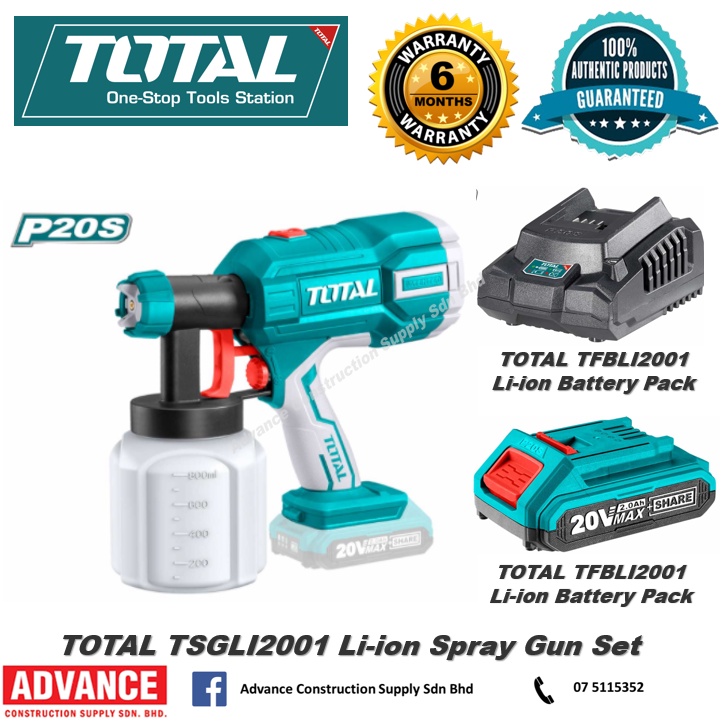 TOTAL TSGLI2001 20V Cordless Spray Gun ( Bare Tool / Combo Set ) 🔥 6 ...